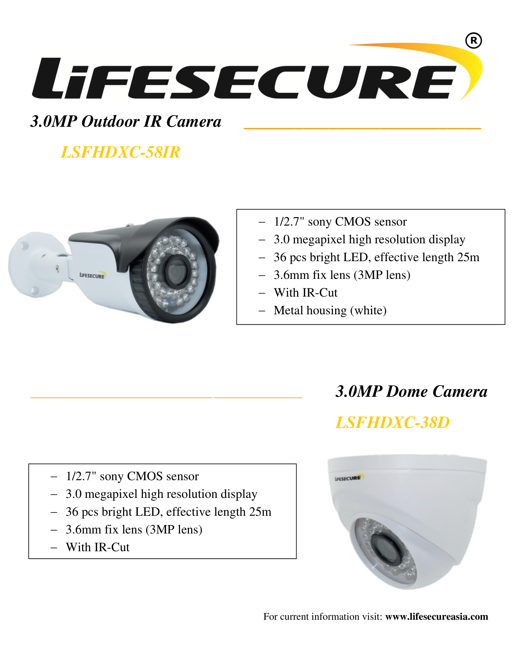 LIFESECURE LSFHDXC-58IR 3.0MP Outdoor IR Camera--LIFESECURE MALAYISA
